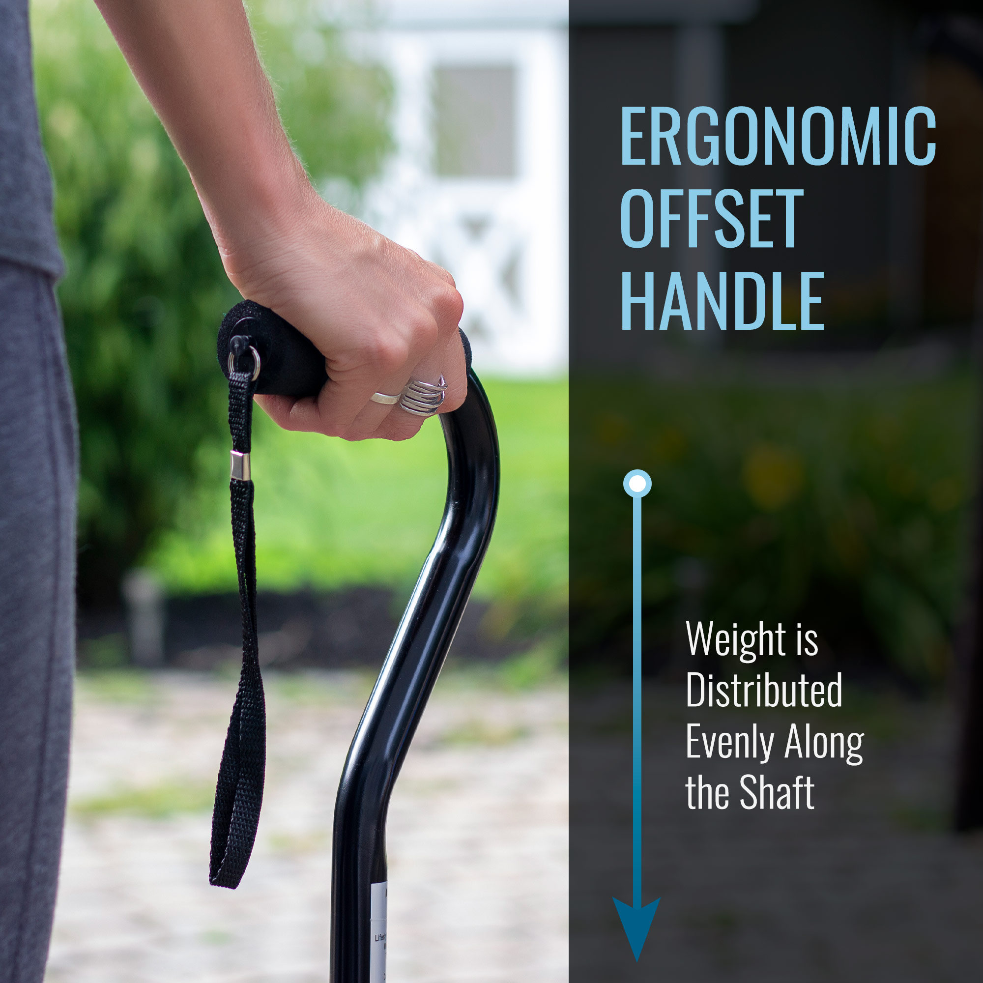 Adjustable Designer Walking Cane Offset Handle