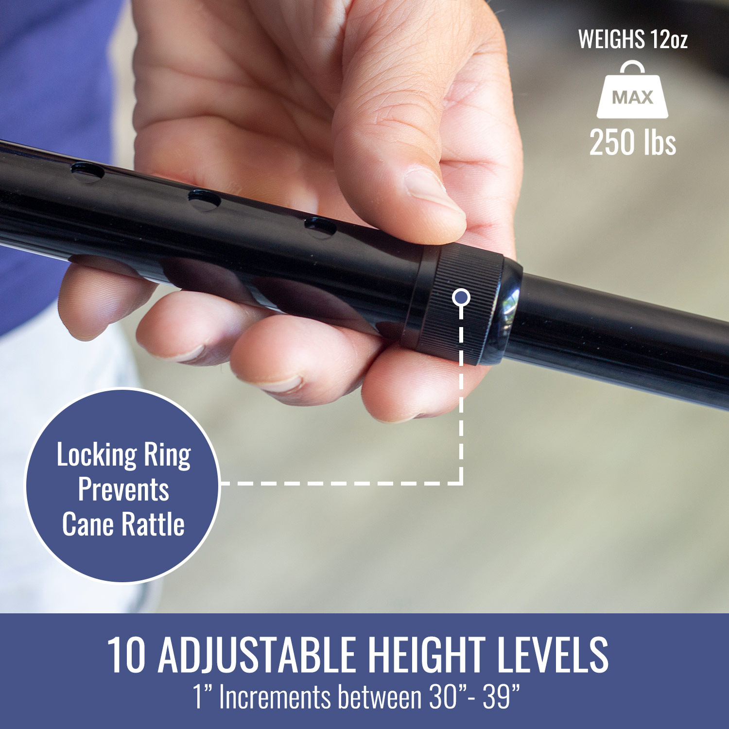 Adjustable Designer Walking Cane Offset Handle