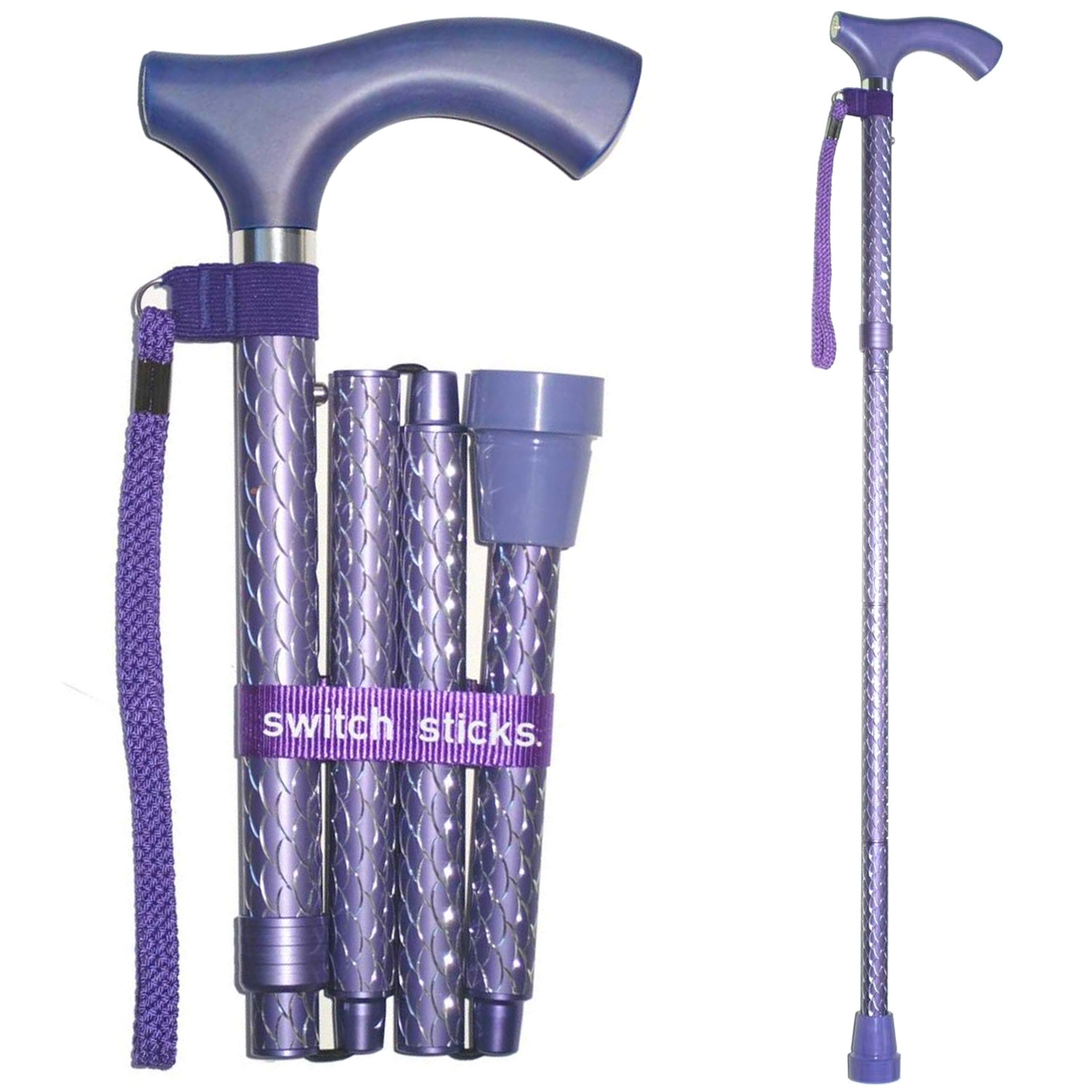 Switch Sticks Engraved Folding Walking Stick